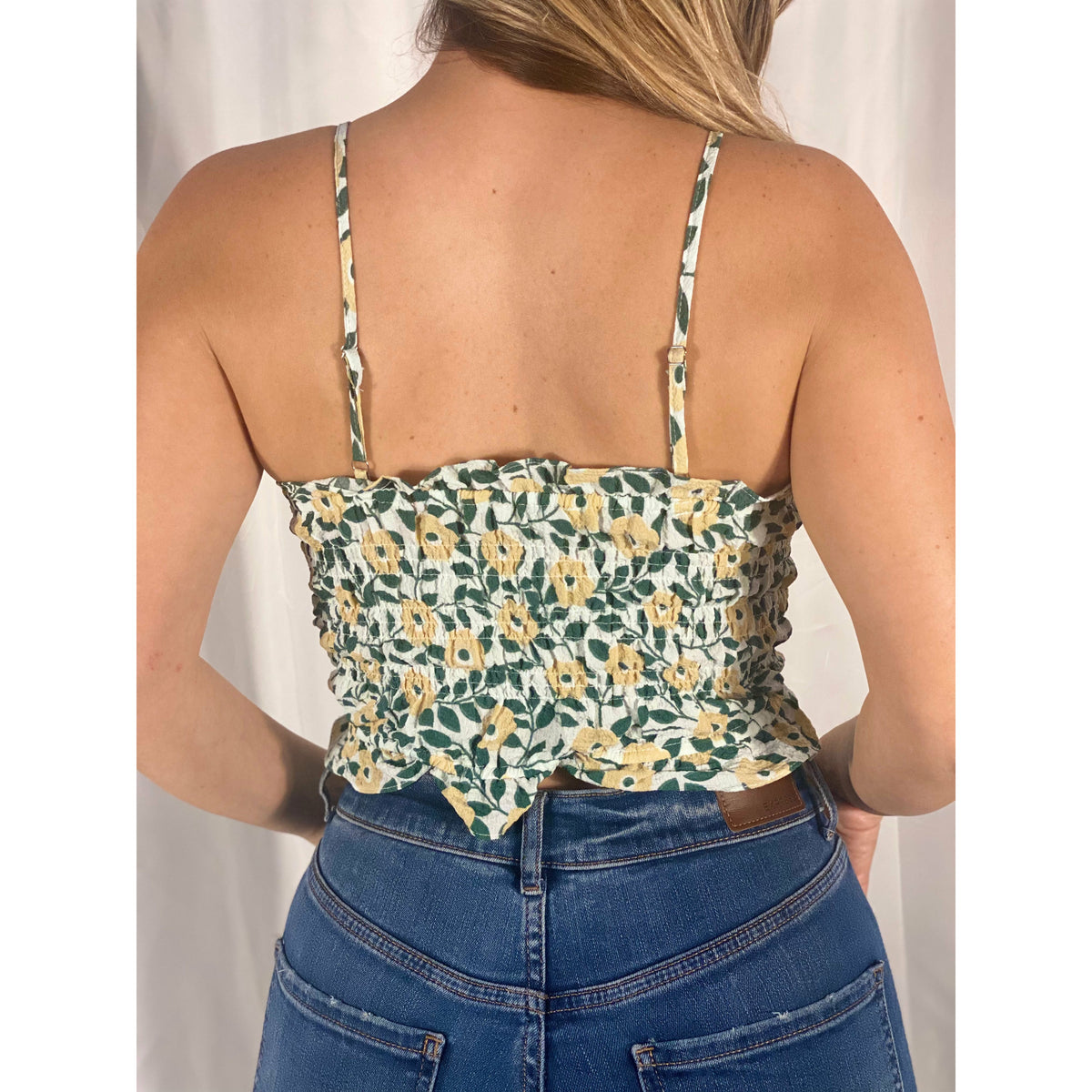 Green Flower Scrunch Top – galandcompany.com